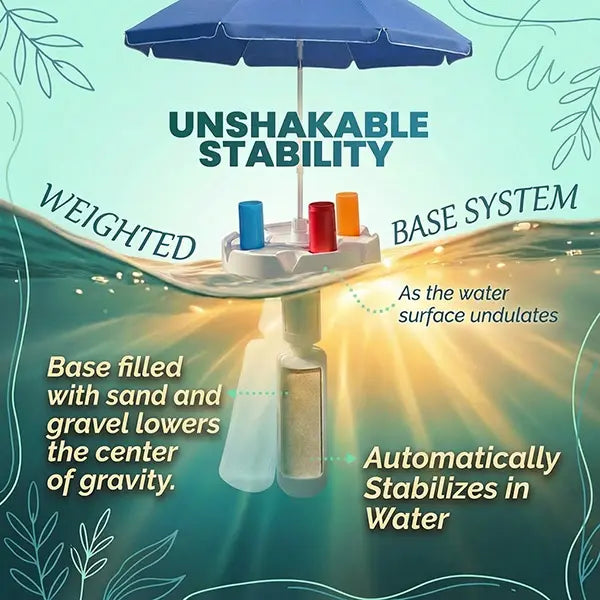 Floating Pool Umbrella with Bar and Base, Portable Pool Bar Table Umbr ...