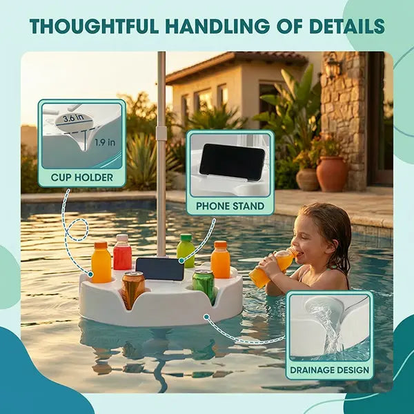 Floating Pool Umbrella with Bar and Base, Portable Pool Bar Table Umbr ...