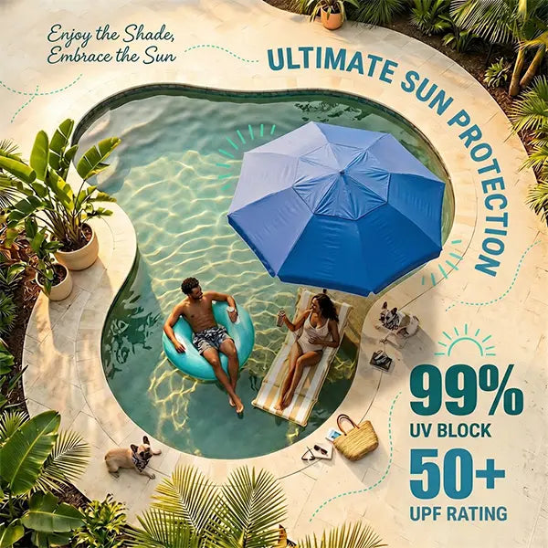 Floating Pool Umbrella with Bar and Base, Portable Pool Bar Table Umbr ...